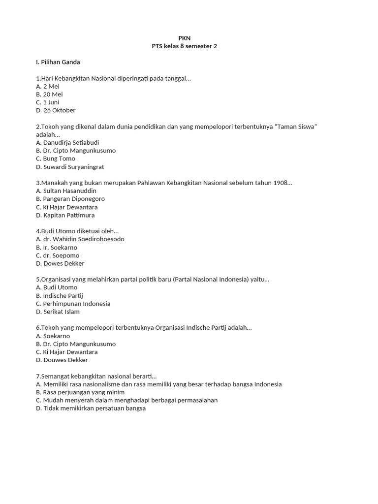 PTS PKN Kelas 8 | PDF