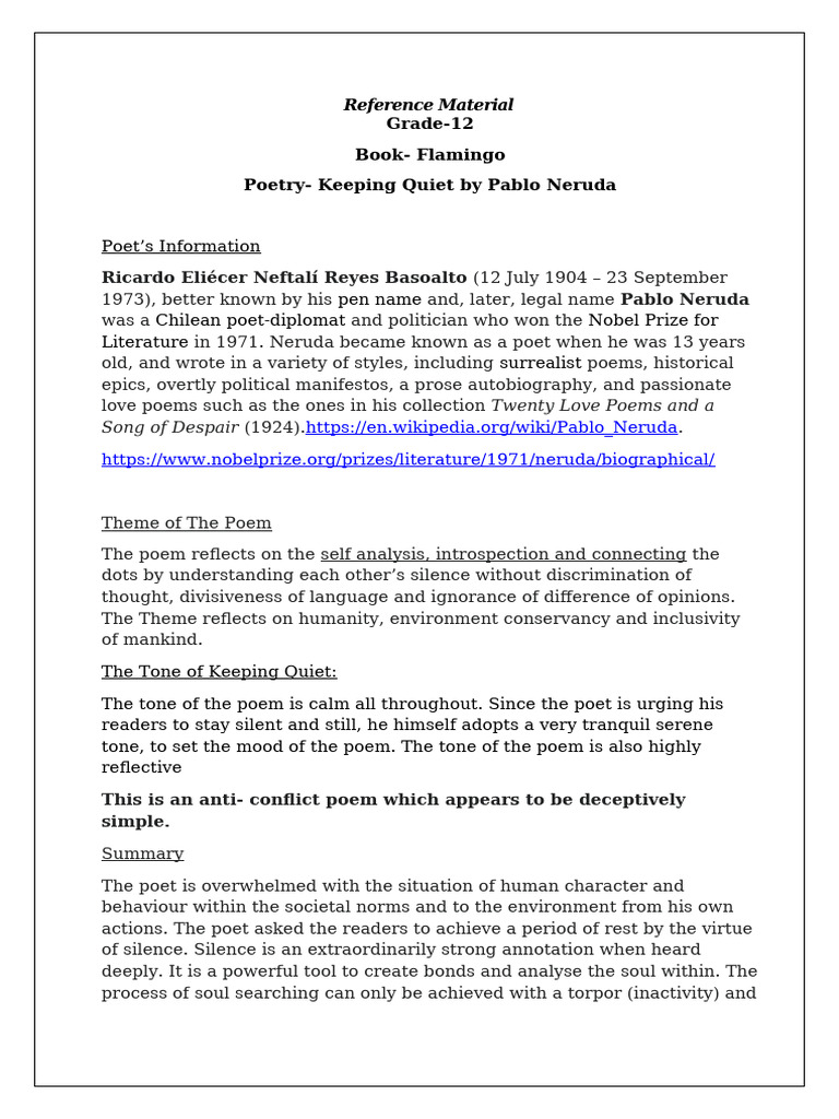 Keeping Quiet Notes | PDF