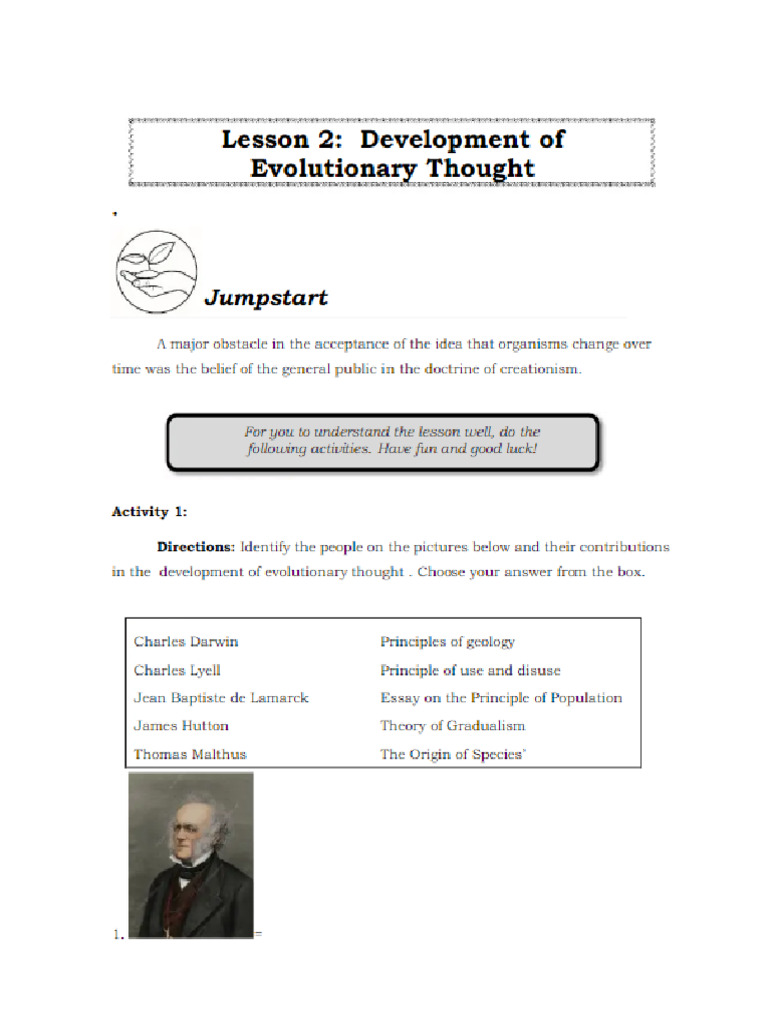 Development of Evolutionary Thought | PDF