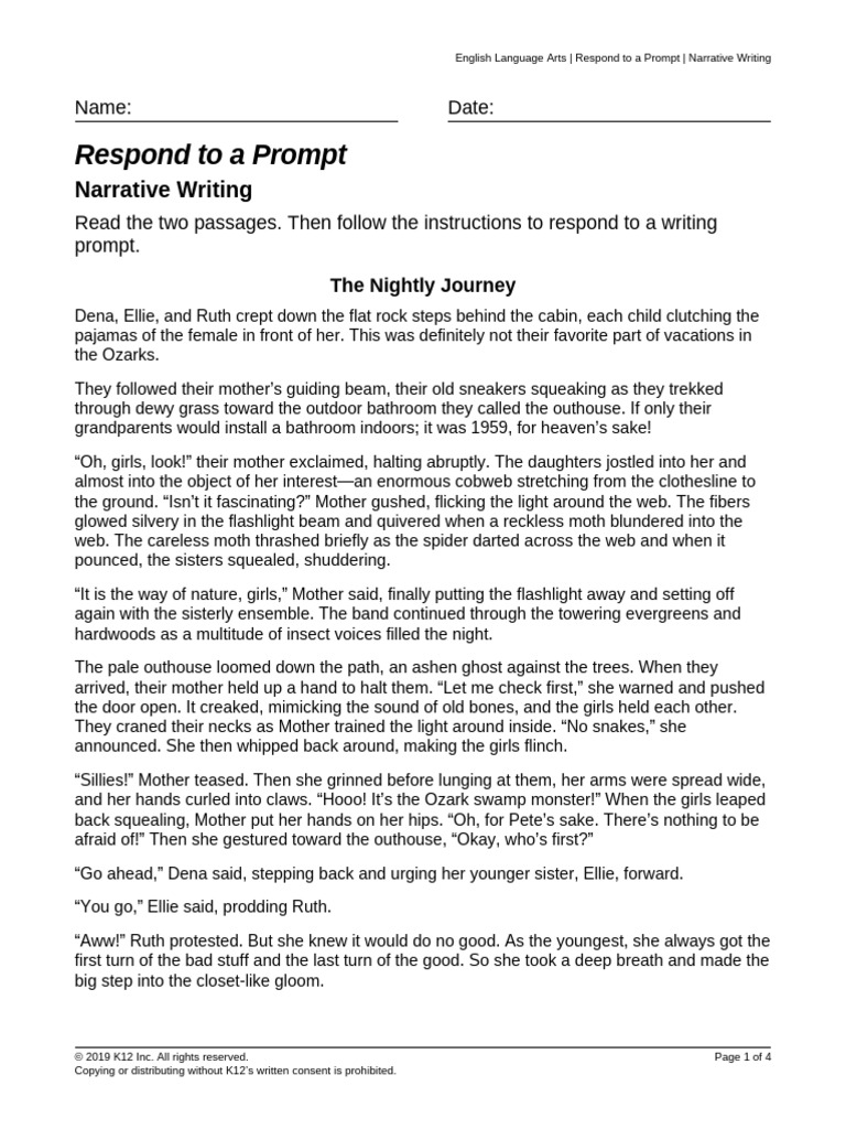 ELA 05 Unit 03 BID Respond-To-Prompt | PDF