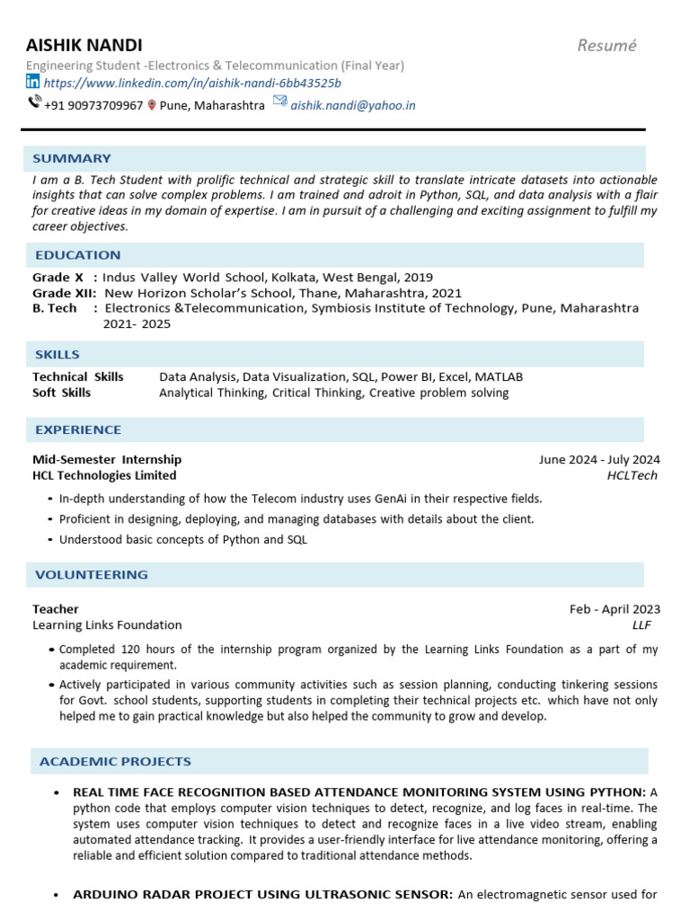 Aishik Nandi Resume (1) - 1 | PDF