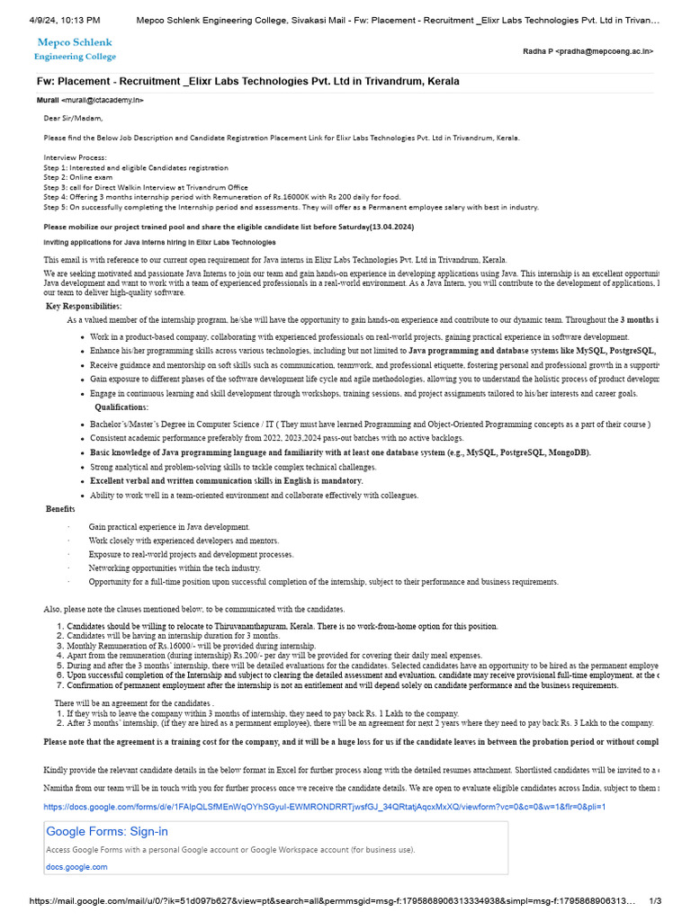 Java Internship Opportunity at Elixr Labs | PDF | Mentorship | Computer Programming