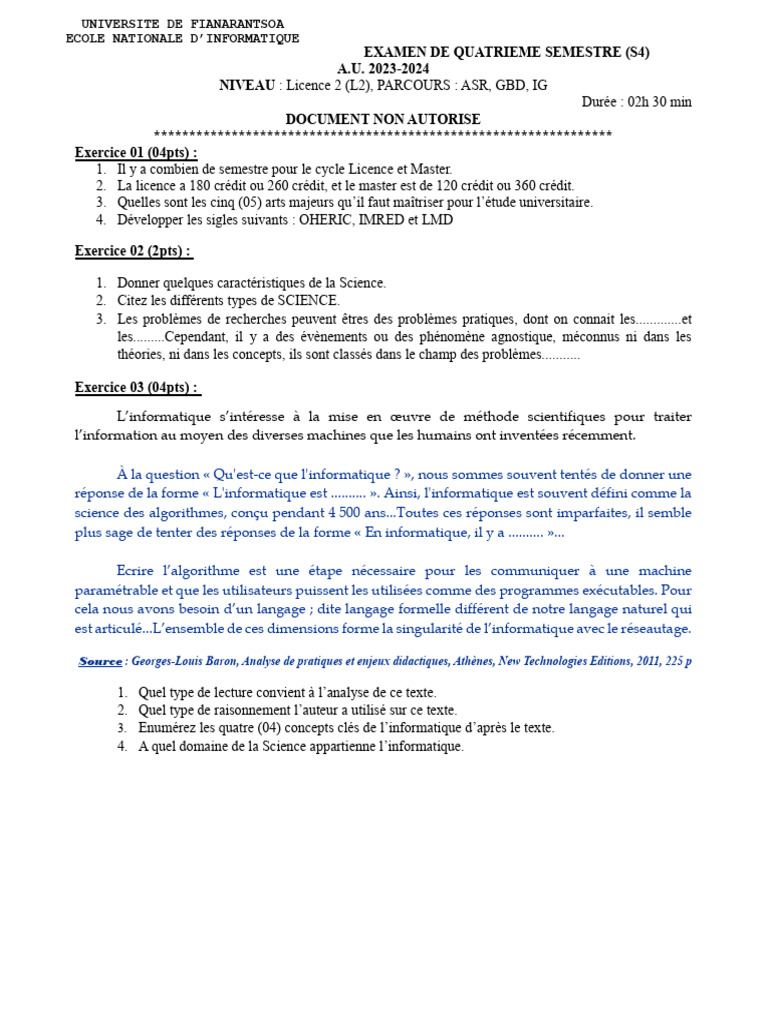 Microsoft Word - sujet_MTU_L2_ENI | PDF