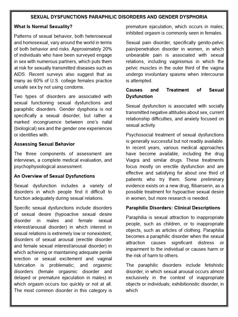 Chapter 10 Sexual Dysfunctions Paraphilic Disorders and Gender Dysphoria | PDF