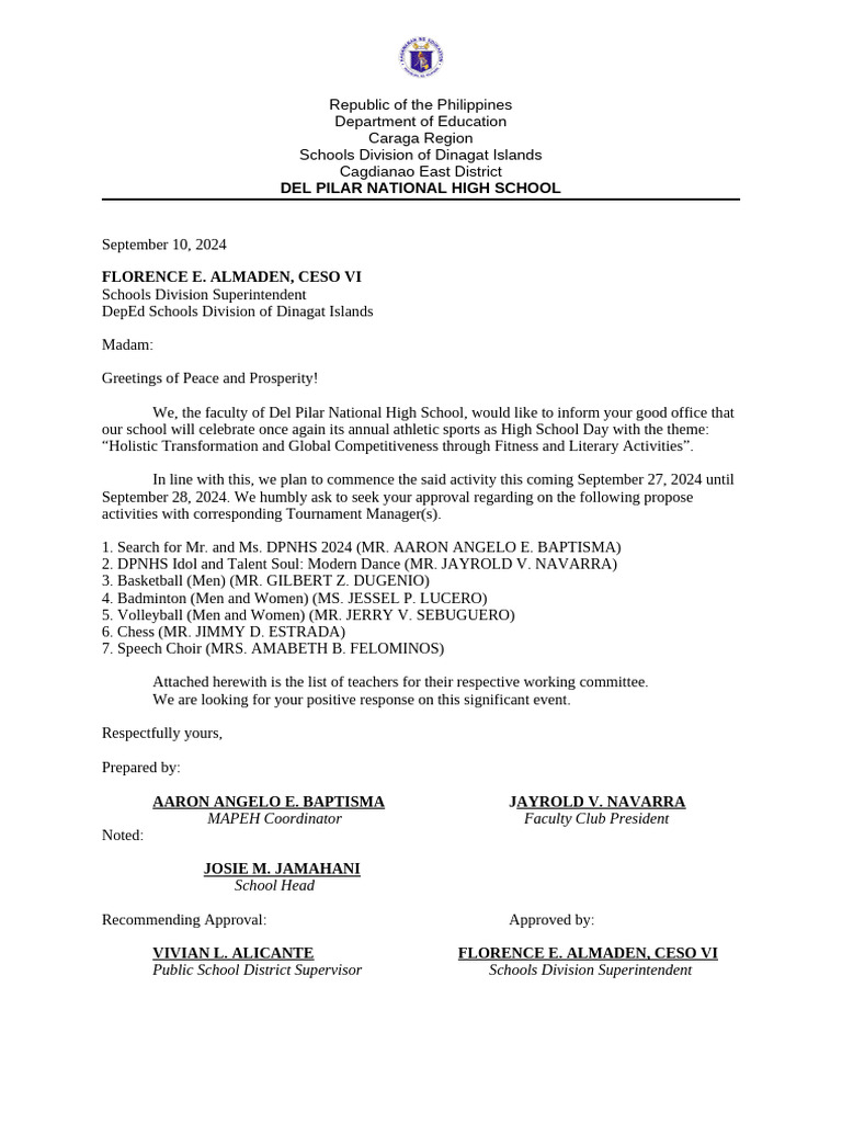 Letter For Intramurals 1 | PDF