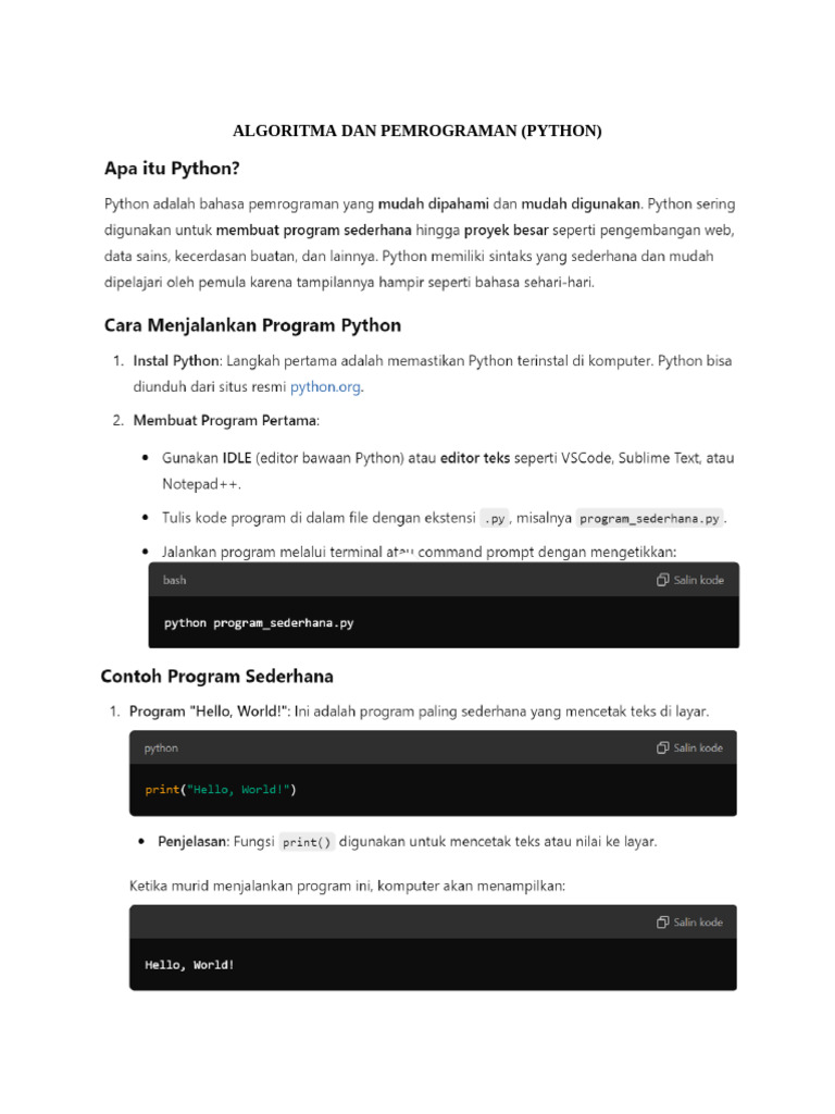 Belajar Python Awal | PDF