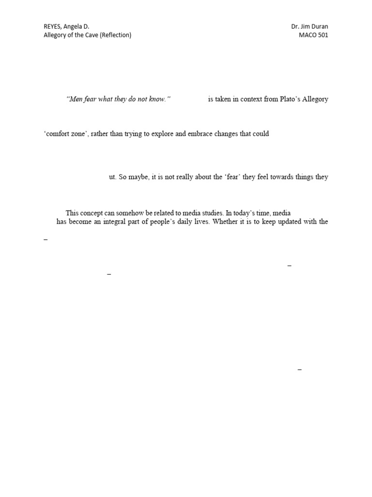 REYES_ALLEGORY OF THE CAVE | PDF