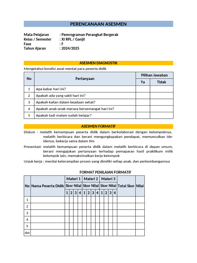 Perencanaan Asesmen | PDF