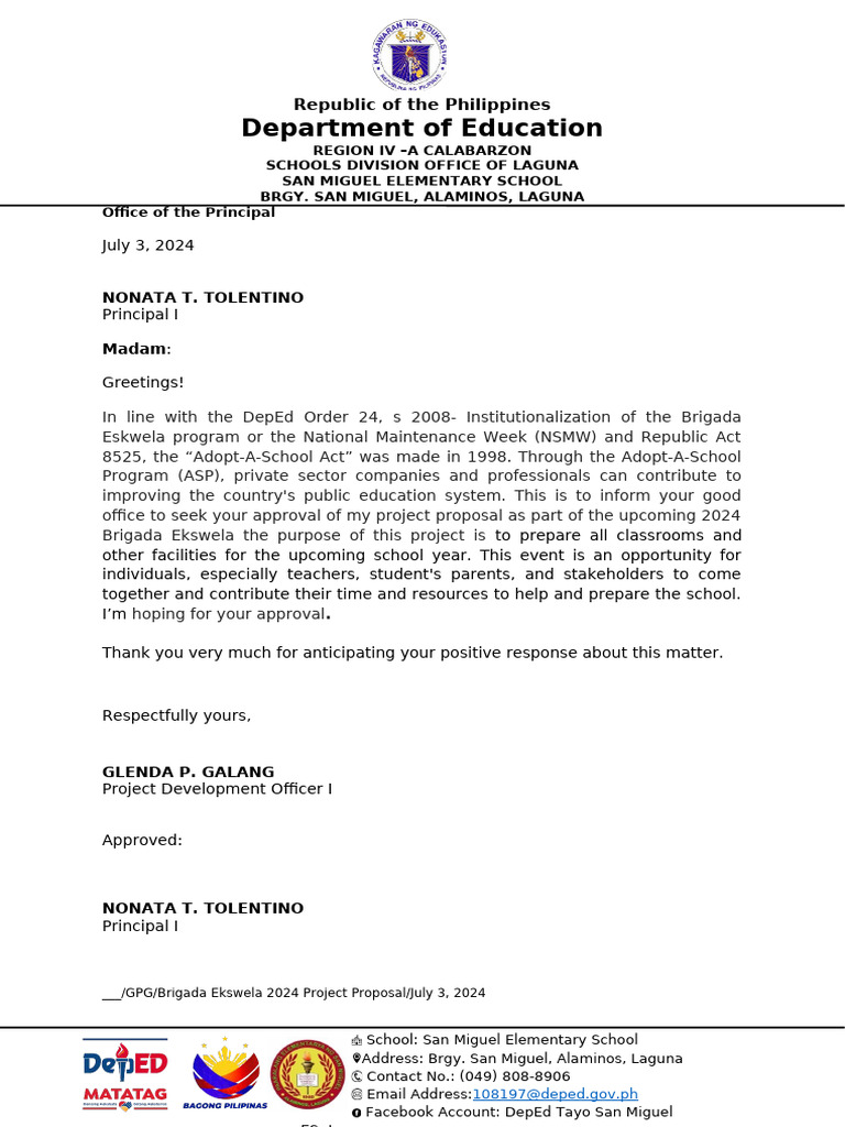 2024 Brigada Eskwela Proposal | PDF