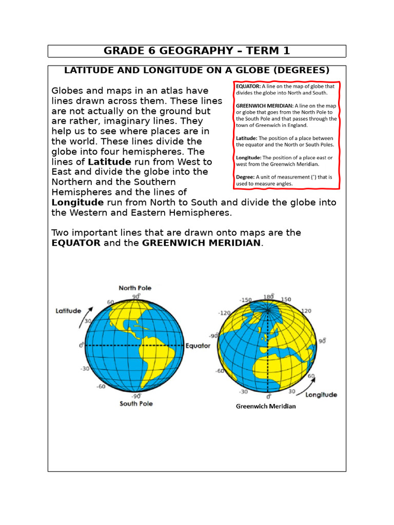 Grade 6 Geography - Term 1 | PDF