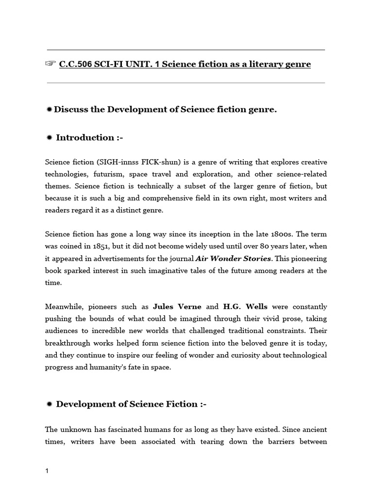 Evolution of Science Fiction Genre | PDF | Science Fiction | Dune ...