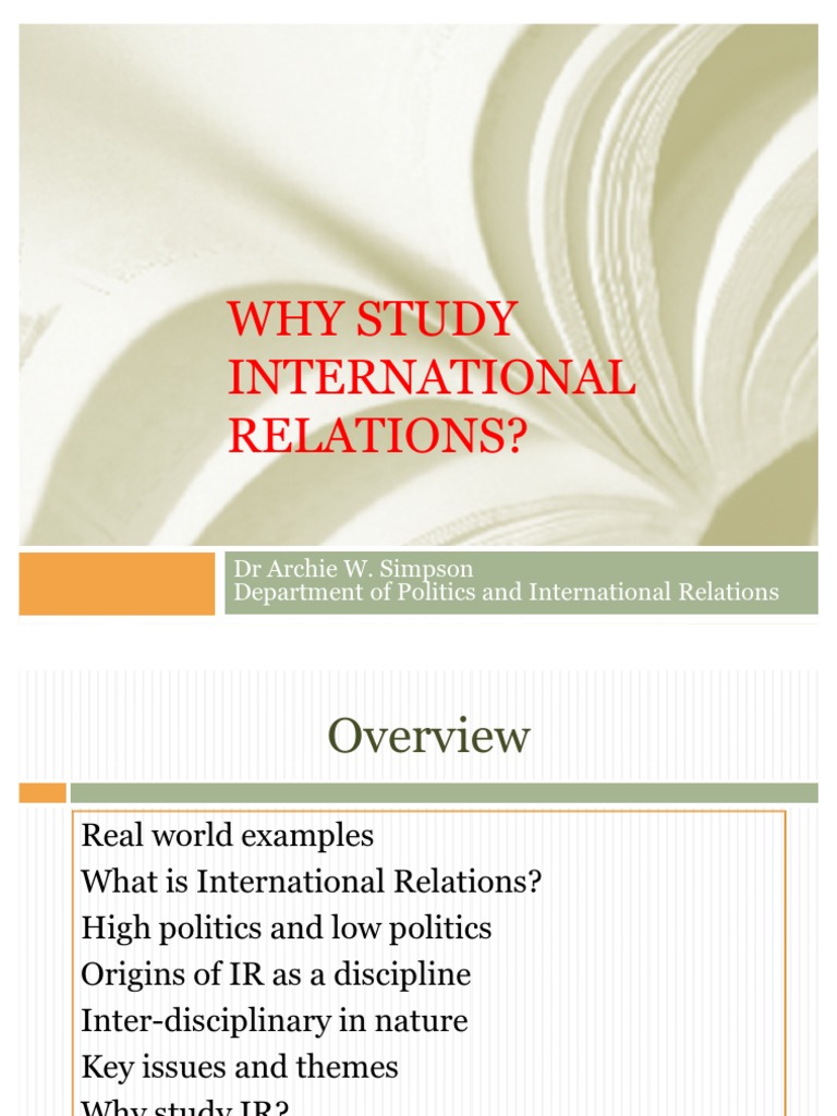 Why Study International Relations | PDF