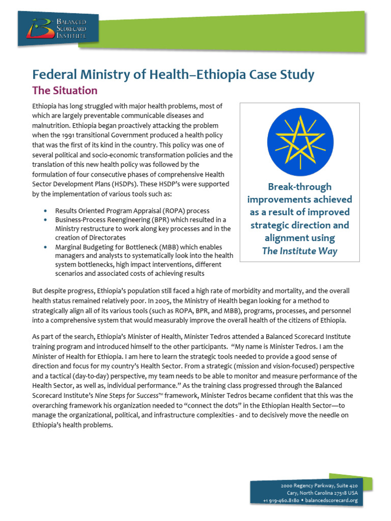 Federal Ministry of Health-Ethiopia Case Study | PDF