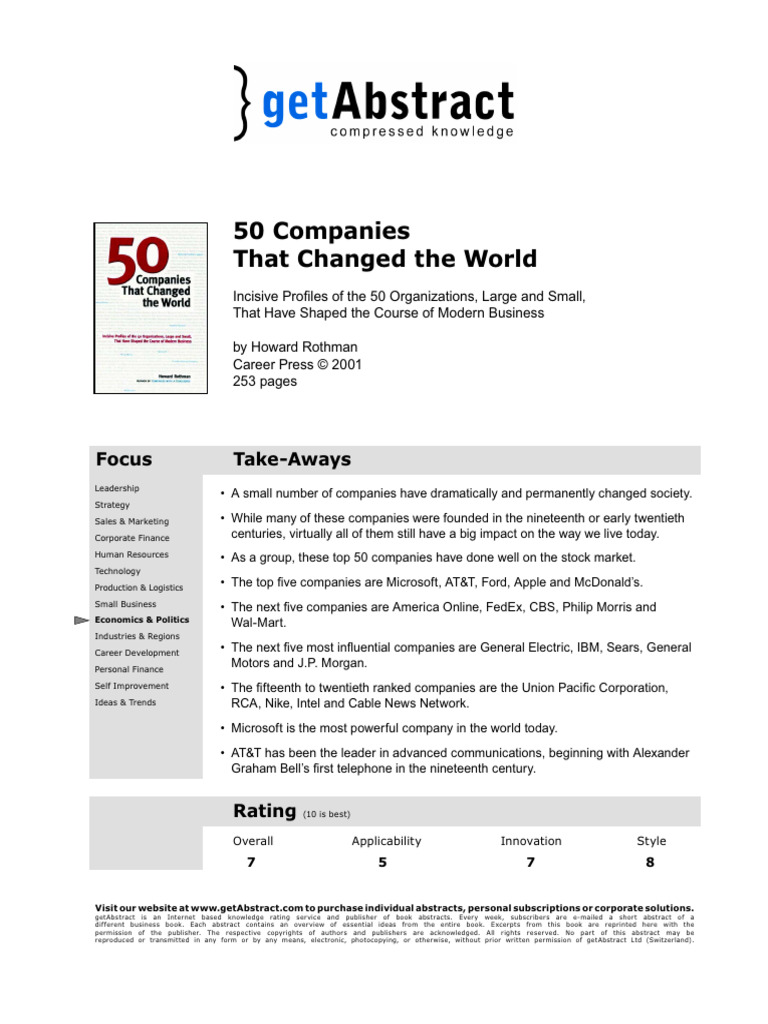 50 Companies That Changed the World | PDF