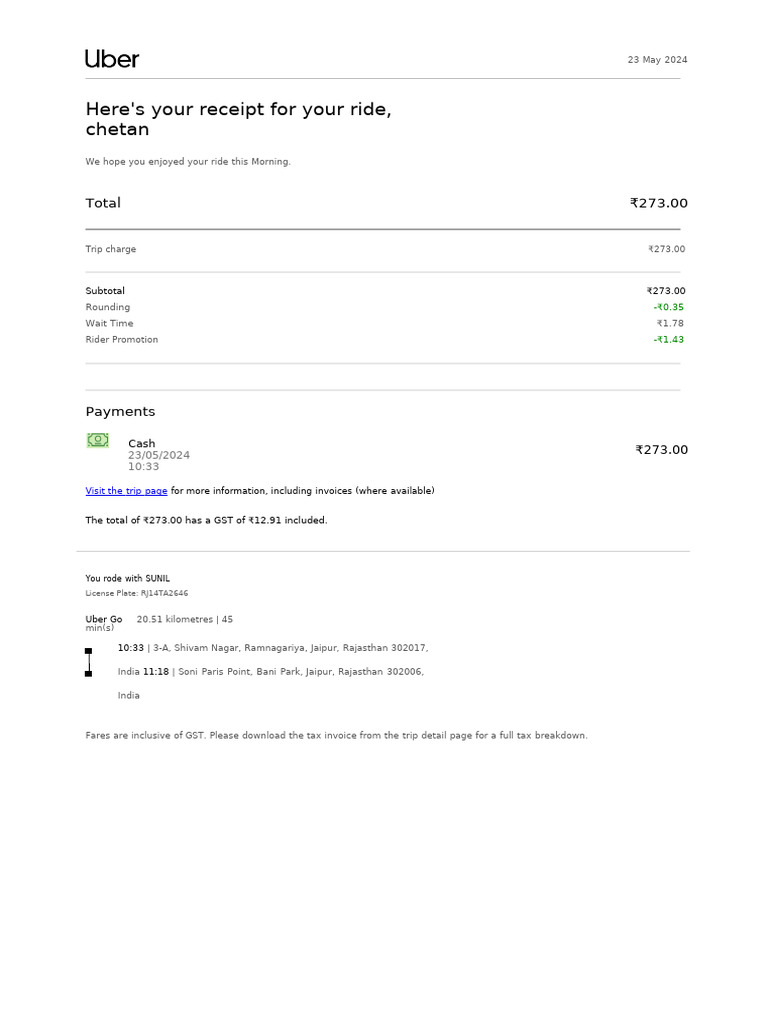 Receipt - Home To Paris Point | PDF