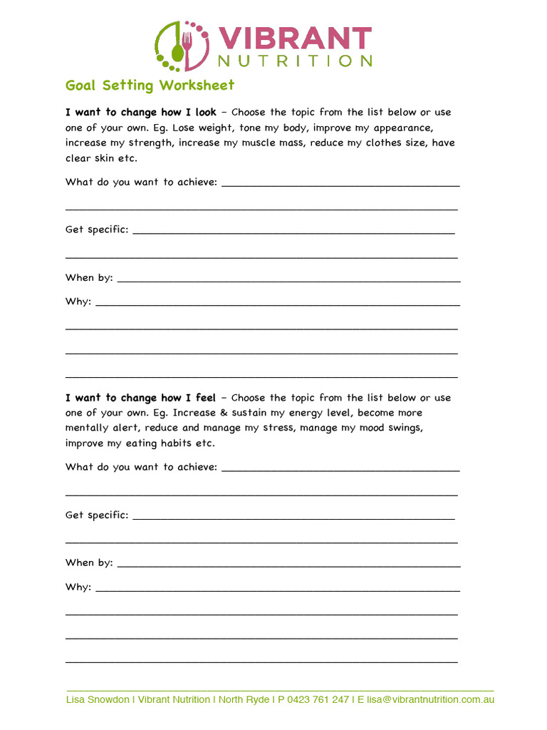 Goal Setting Worksheet | PDF