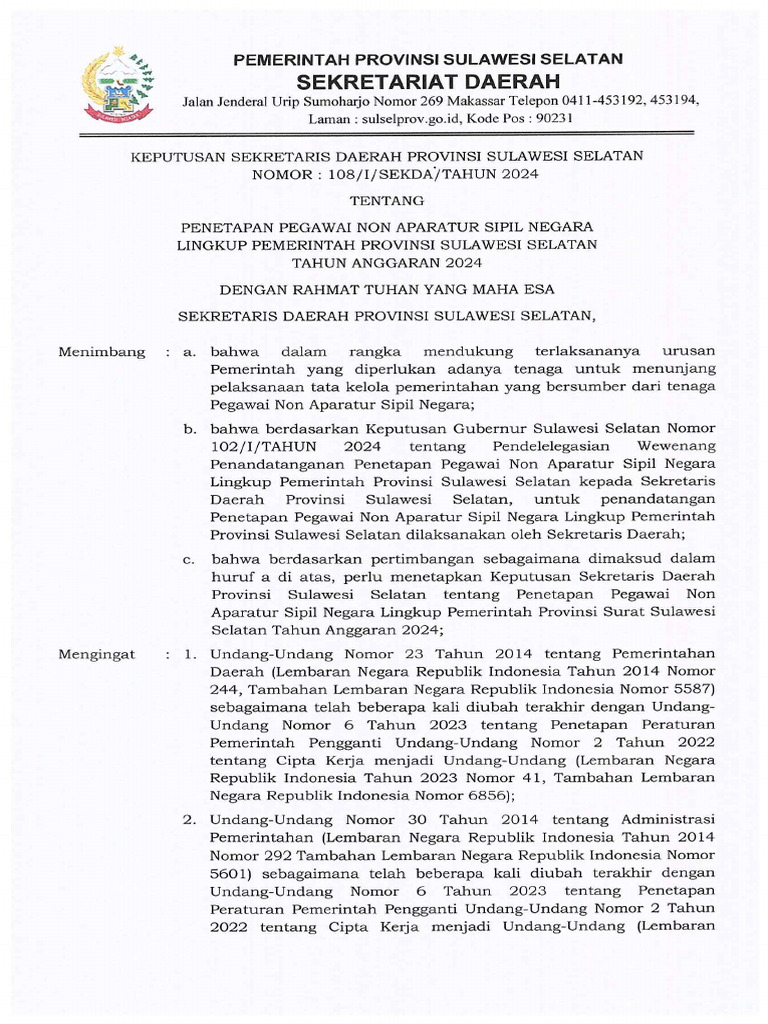 SK SEKDA TAHUN 2024 | PDF