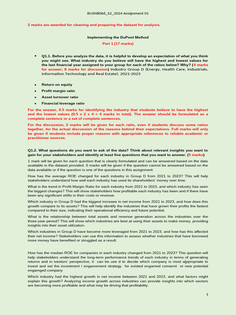 BUSN8066 - S2 - 2024 Assignment 01 - Marking Criteria | PDF