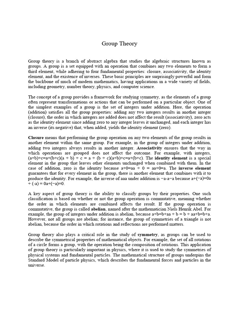 Group Theory Basic | PDF Group Theory Basic | PDF