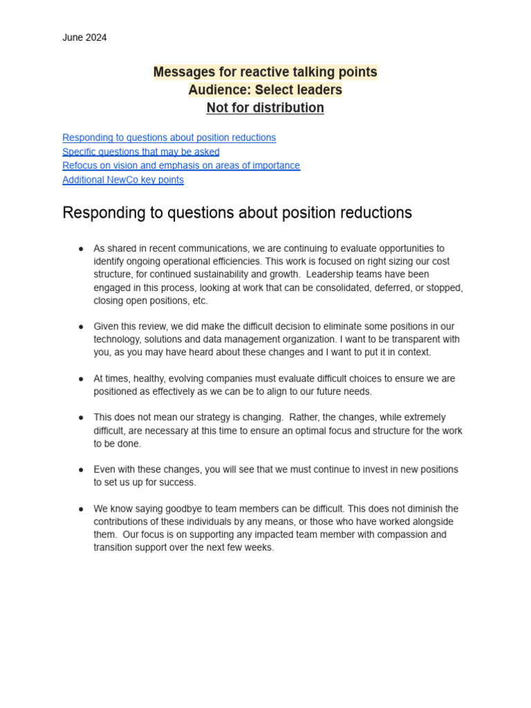 Confidential_ Messages for reactive talking points | PDF