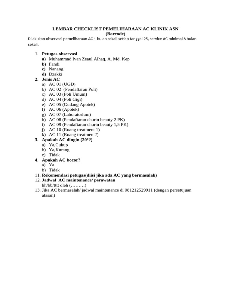 Checklist AC (1) | PDF