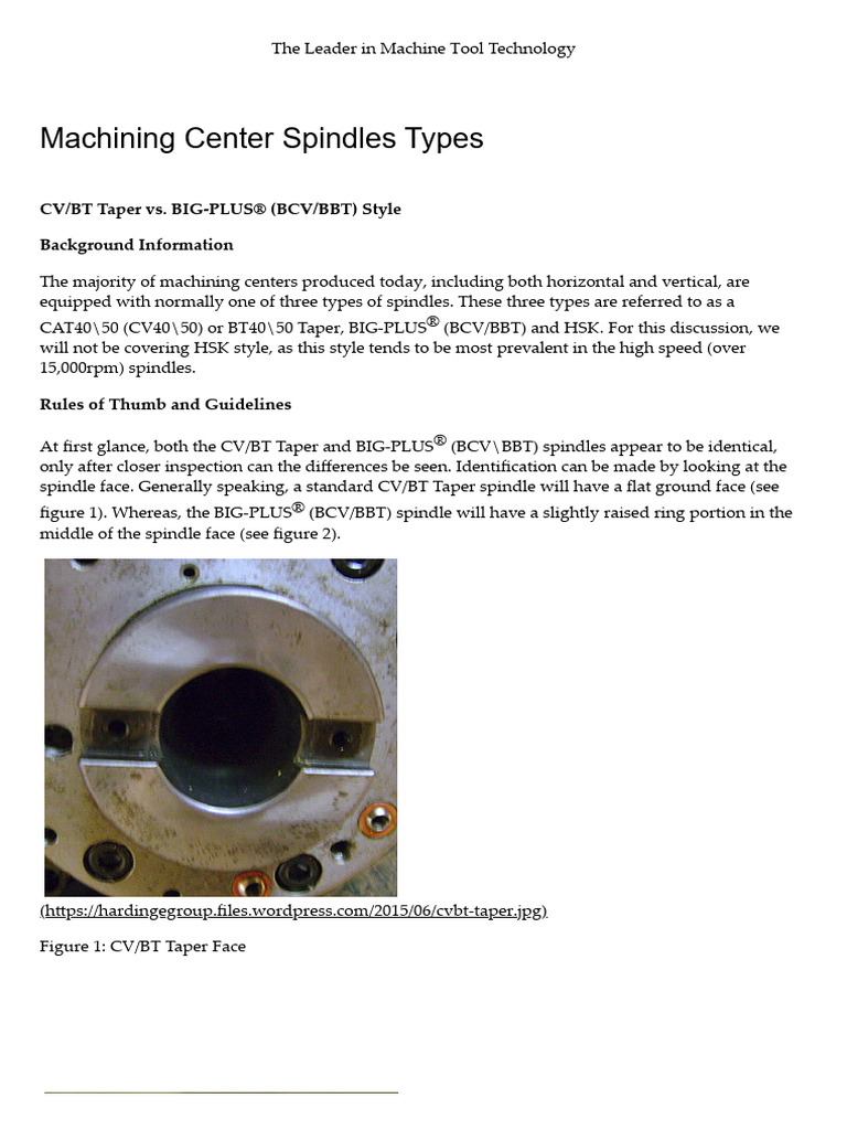 Machining Center Spindles Types _ BBT40 | PDF