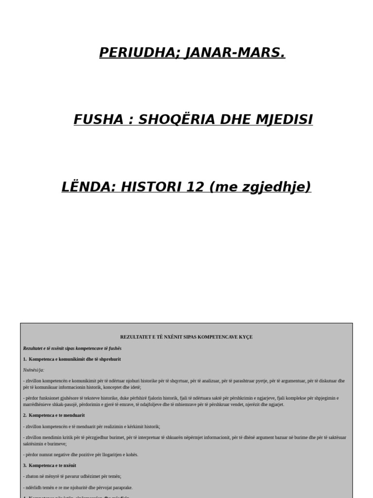 Periudha Janar-Mars 2021 Histori 12. | PDF