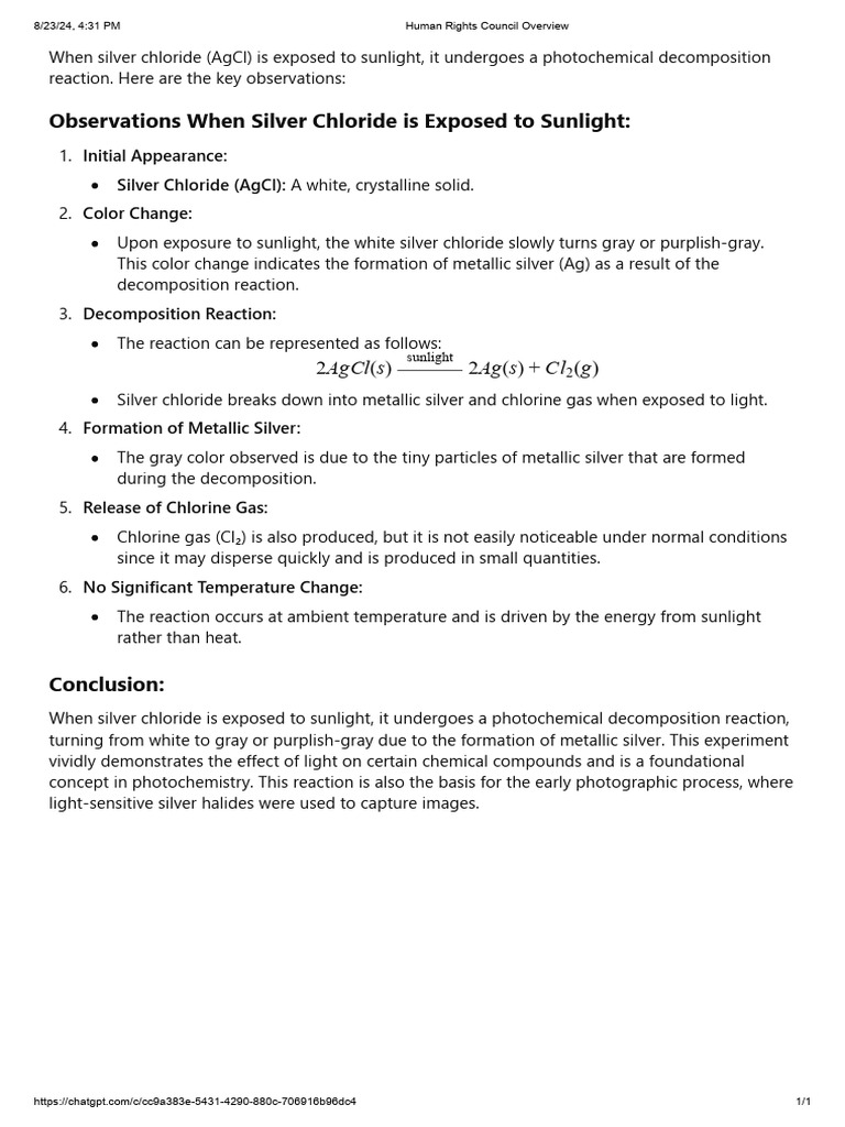 Agcl in Sunlight | PDF
