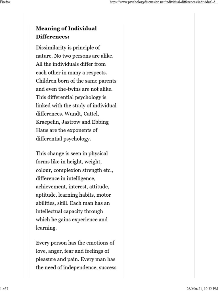 Individual Differences | PDF