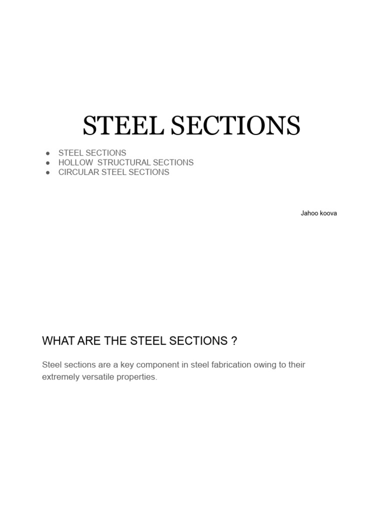 Steel Sections: Steel Sections Hollow Structural Sections Circular ...