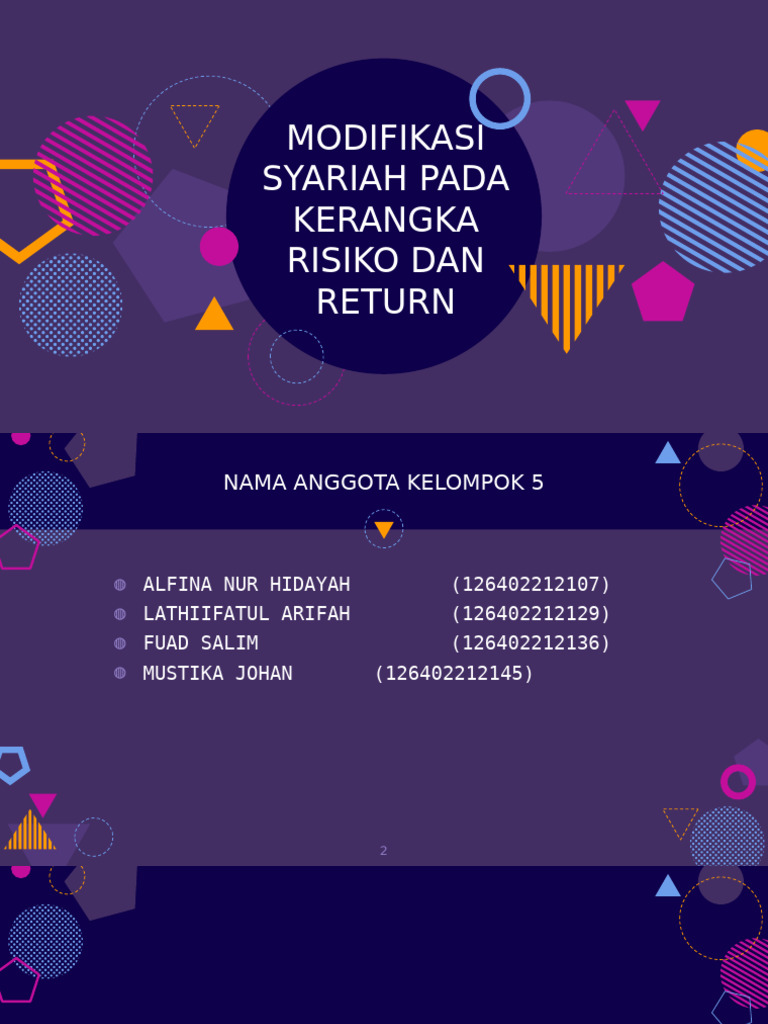 Kelompok 5 - Modifikasi Syariah Pada Kerangka Risiko Dan Return | PDF