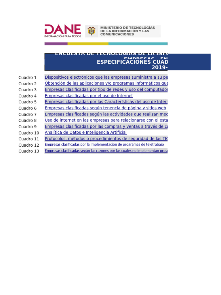 Cuadros Salida Evolución ENTIC Empresas 2020 | PDF