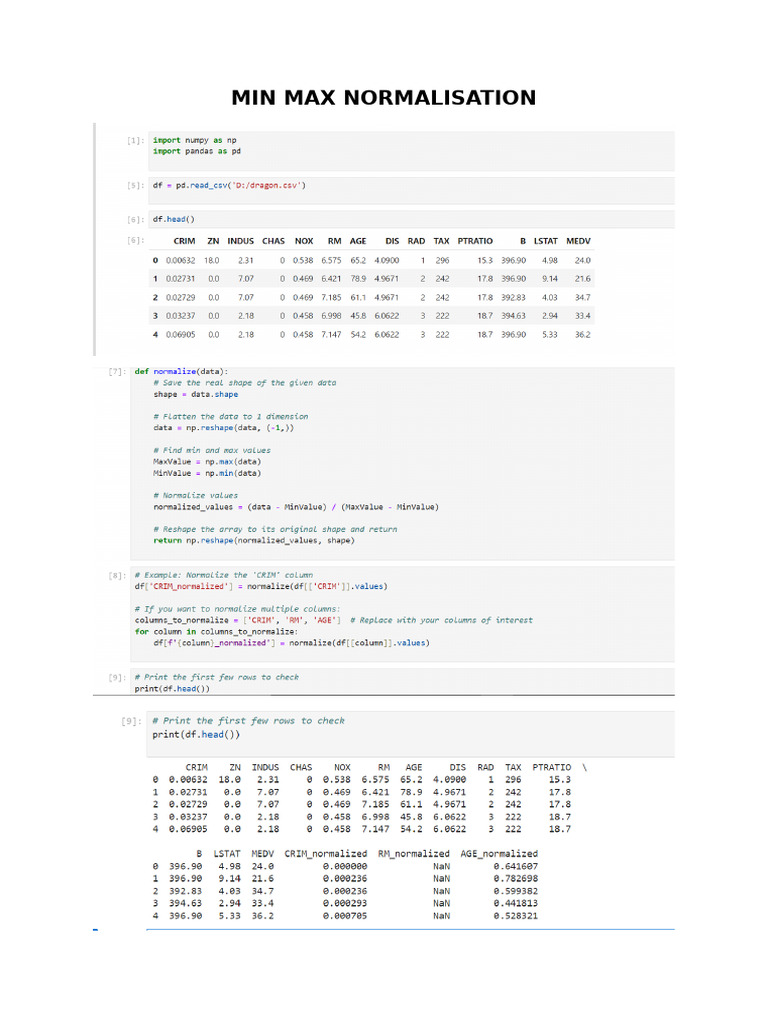 Min Max Normalisation | PDF