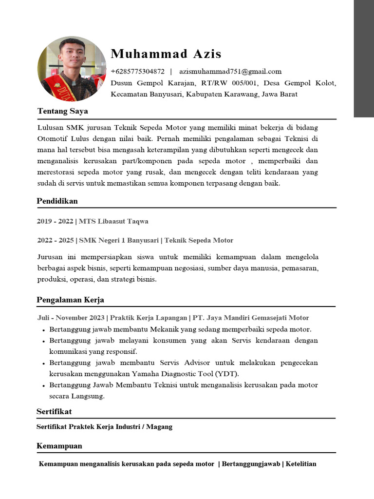 CV Muhammad Azis _20240910_204148_0000 | PDF