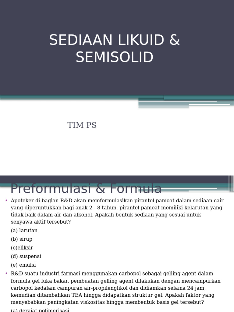Sediaan Likuid & Semisolid Agustus 2024 | PDF
