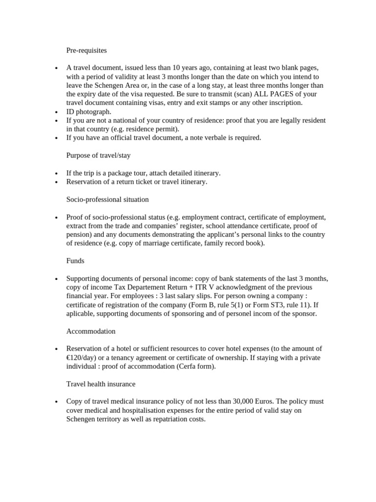 france visa document checklist | PDF