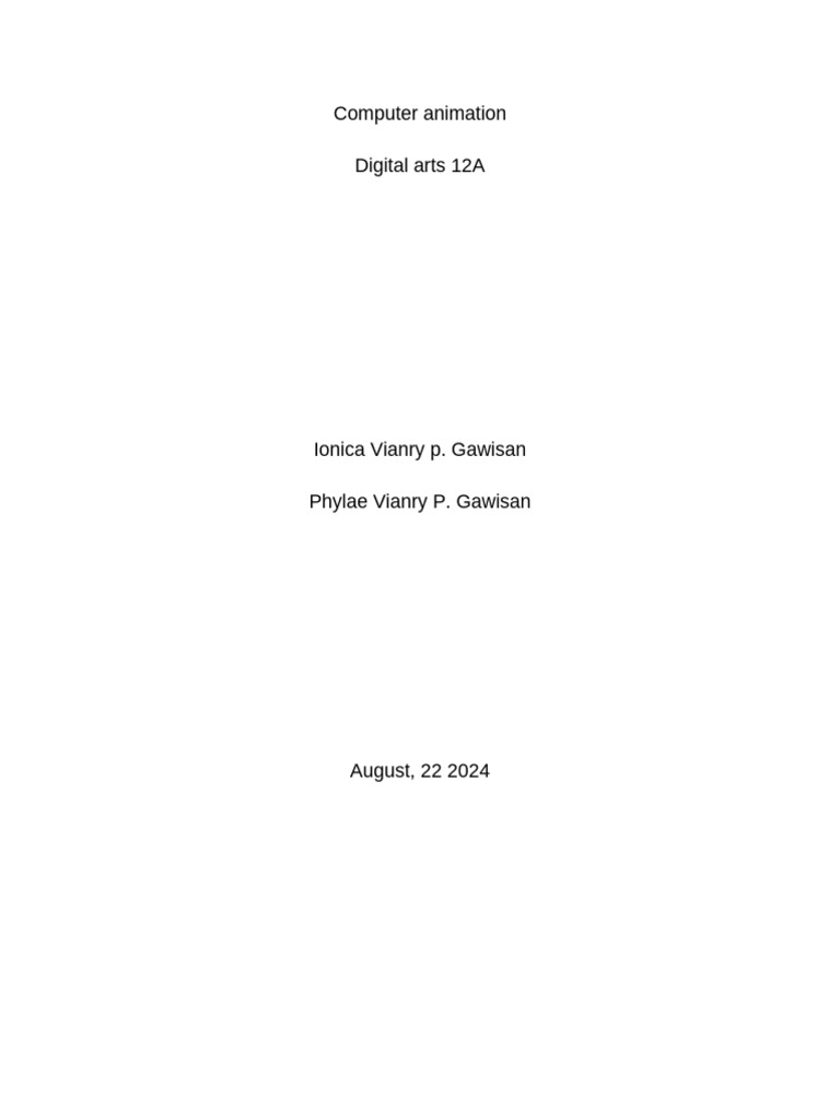 Digital Arts 12A - Computer Animation | PDF