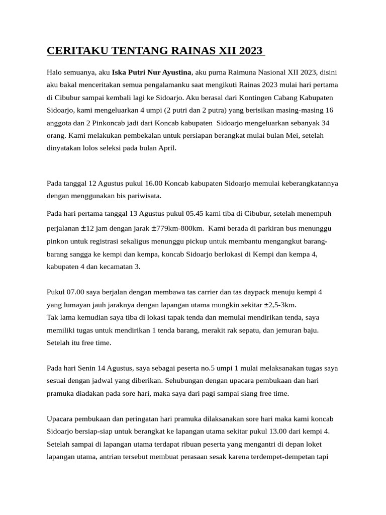 Ceritaku Tentang Rainas Xii 2023 | PDF
