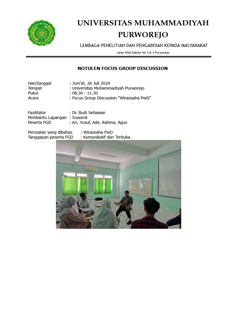 FGD 1 | PDF