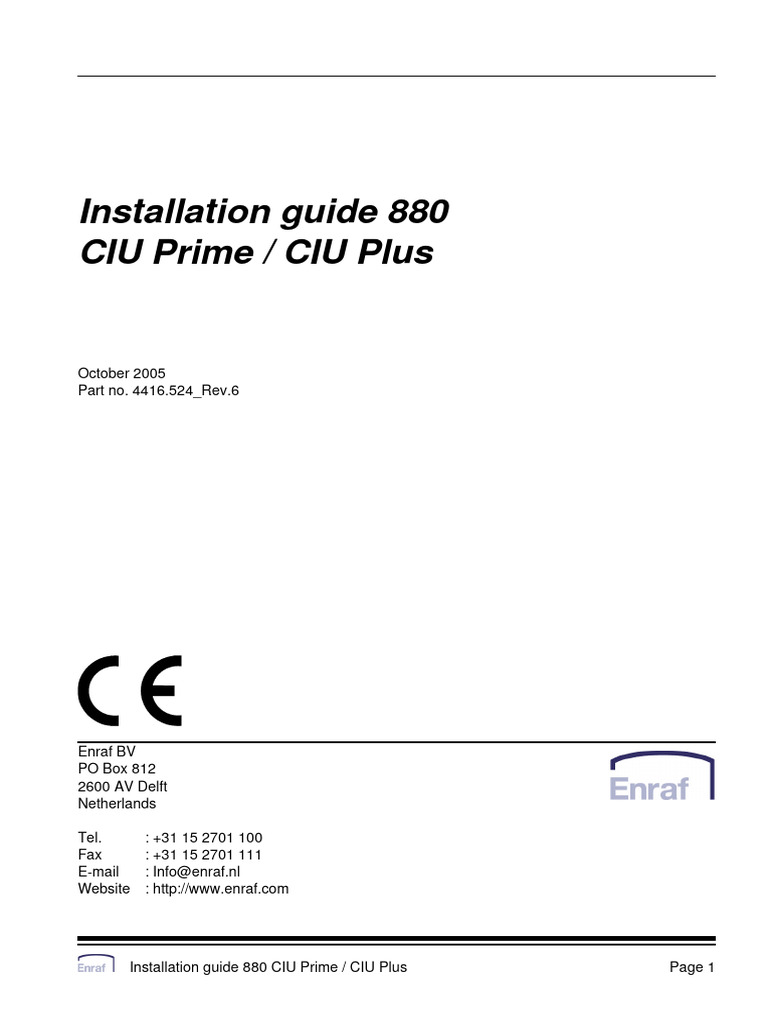880 CIU Prime - Plus Installation Manual | PDF
