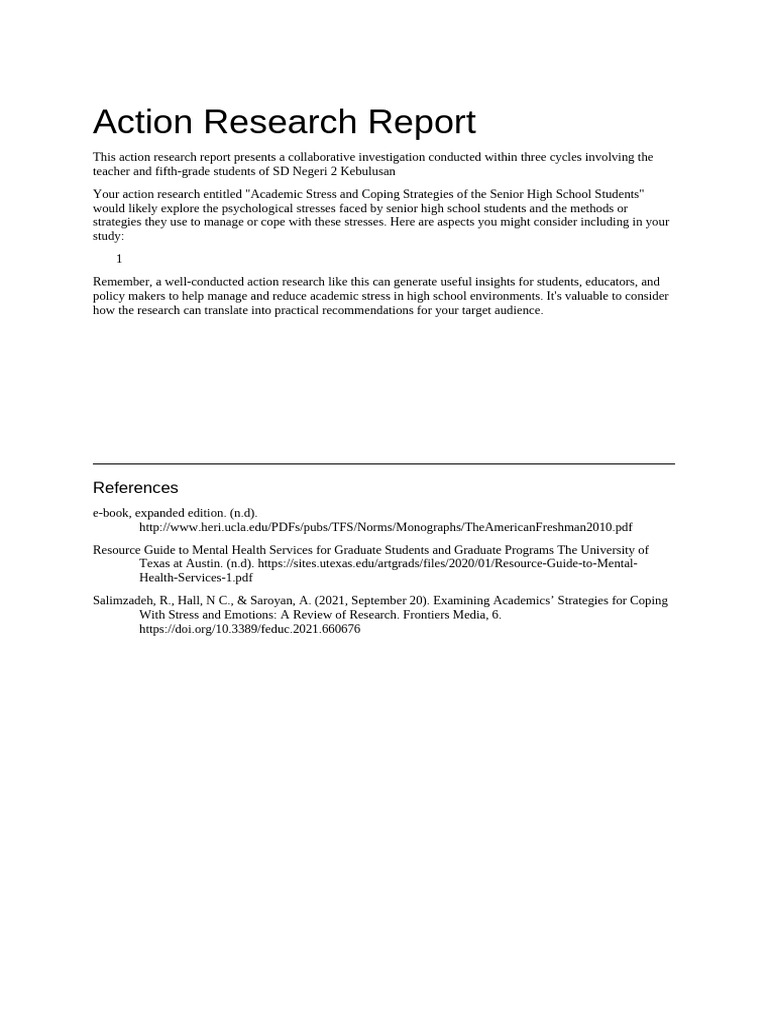 Action Research Report | PDF