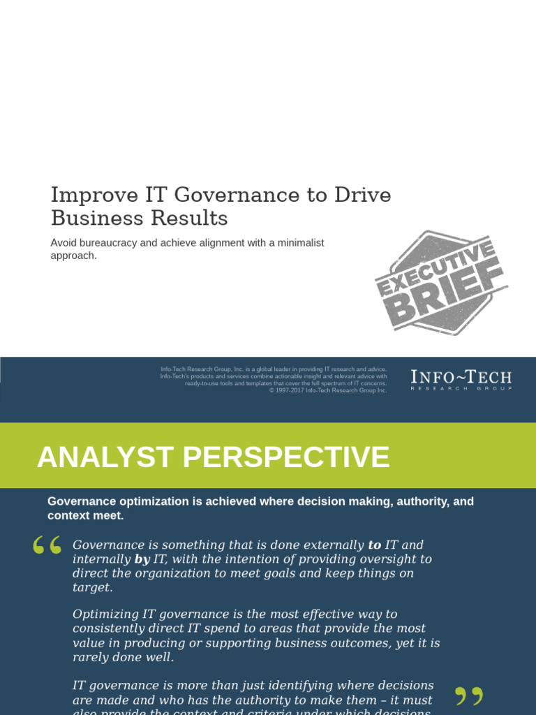 It Improve IT Governance To Drive Business Results Executive Brief V1 | PDF
