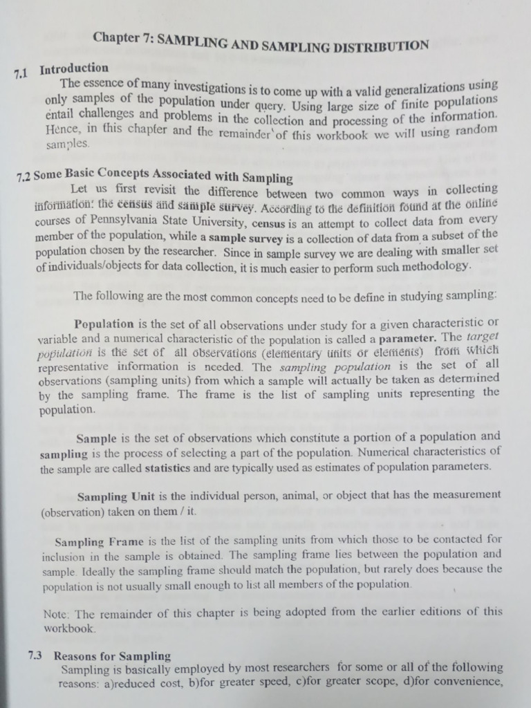 Sampling and Sampling Distribution (Psychological Statistics - Elementary Statistics) | PDF