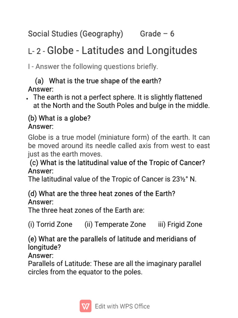 6 SS GEO - Chapter 2 - GLOBE | PDF