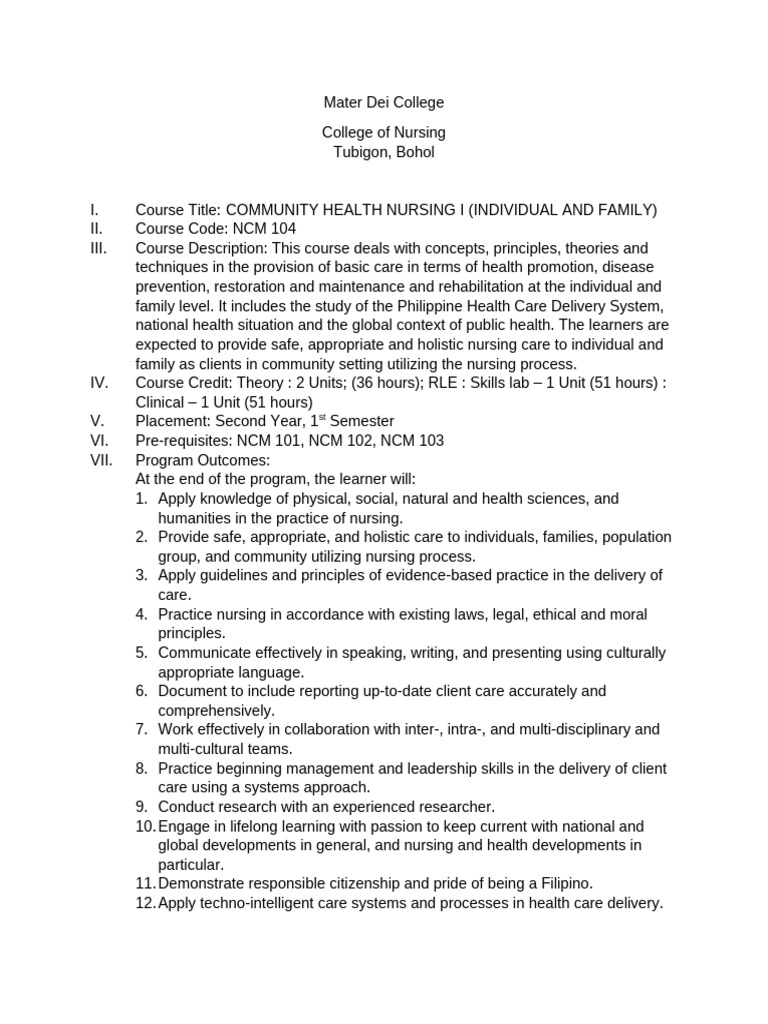 CHN Vertical Syllabus | PDF