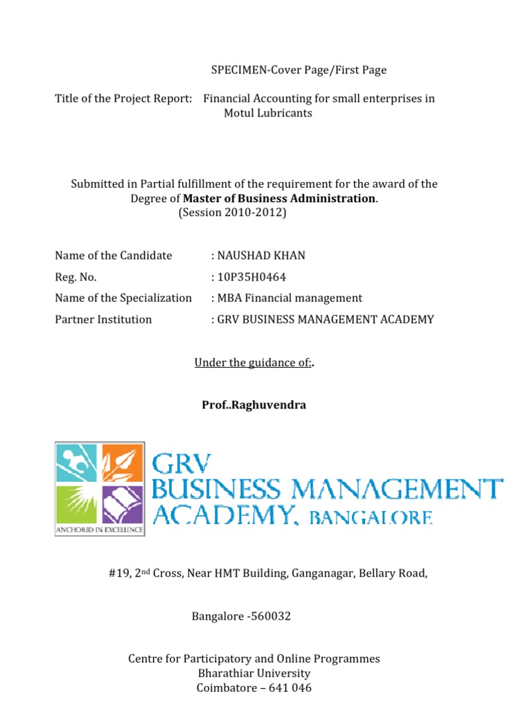 MBA Project | PDF | Master Of Business Administration | Business