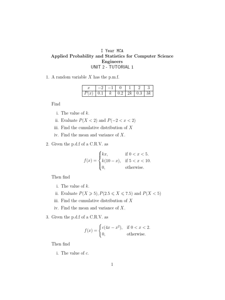 Mca Unit 2 Tutorial 1 | PDF