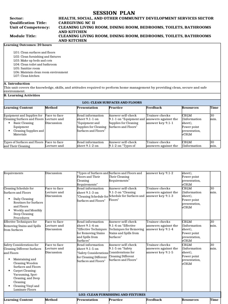 Core Uc9 Session Plan CG Ncii | PDF