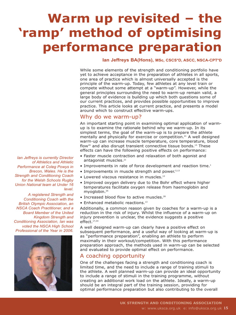 UKSCA Journal Issue 6 Jeffreys RAMP Approach To Warm-Up | PDF