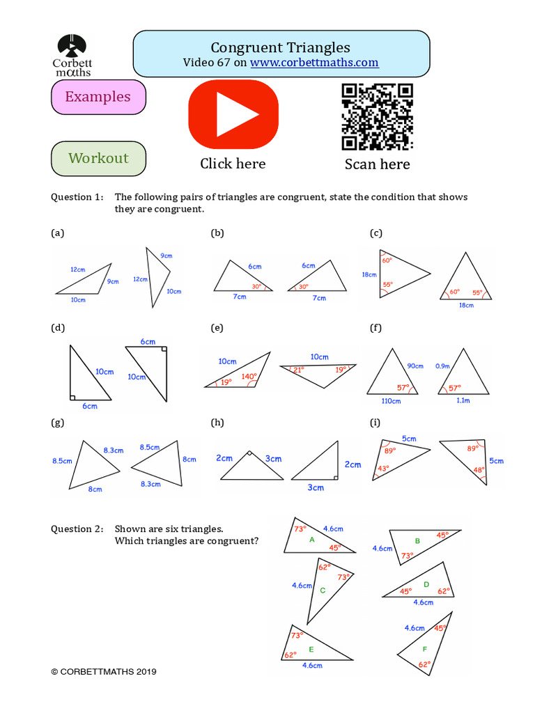 Congruent Triangles PDF | PDF